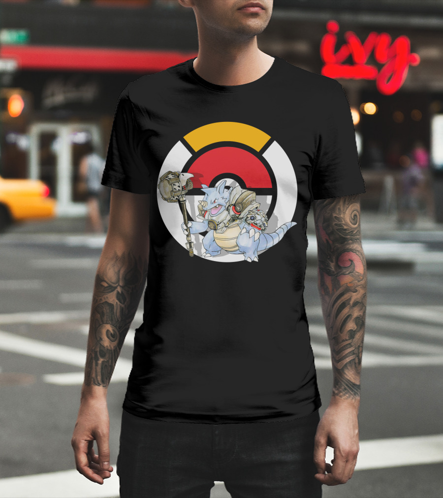 POKEMON X OVER RHYDON X REINHARDT Crossover Fusion With Iconic Elements T-Shirt