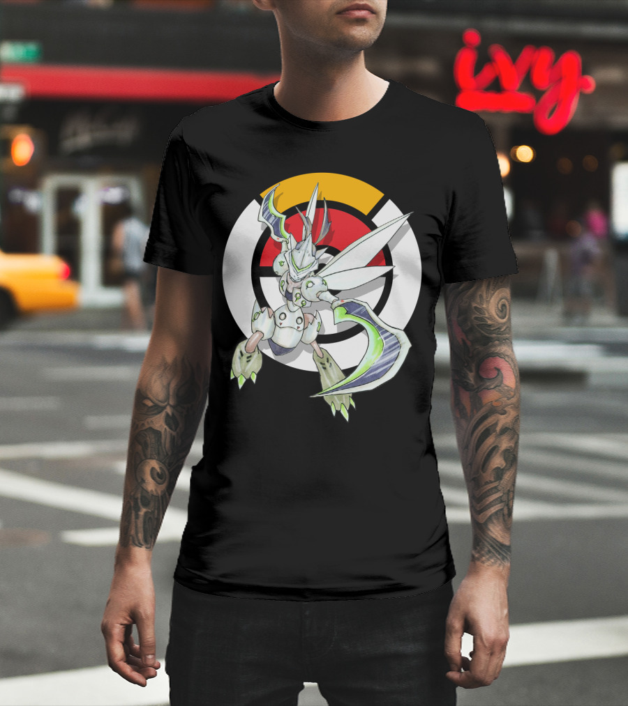 POKEMON X OVER SCYTHER X GENJI Logo Collaboration With Iconic Fusion Character T-Shirt