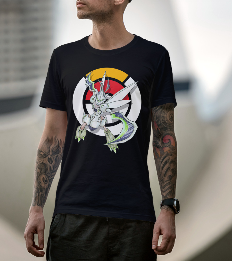 POKEMON X OVER SCYTHER X GENJI Logo Collaboration With Iconic Fusion Character T-Shirt