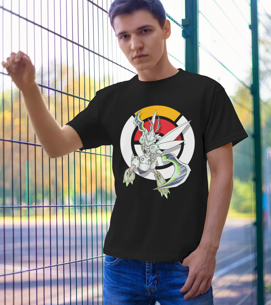 POKEMON X OVER SCYTHER X GENJI Logo Collaboration With Iconic Fusion Character T-Shirt