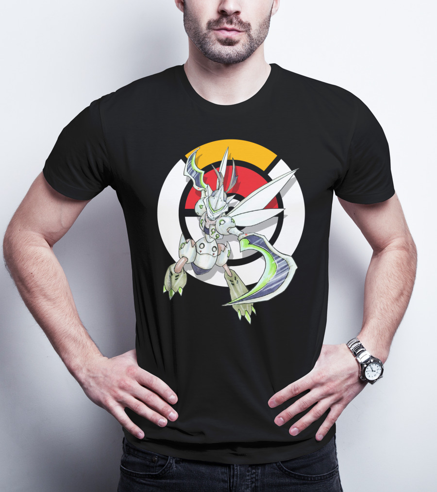 POKEMON X OVER SCYTHER X GENJI Logo Collaboration With Iconic Fusion Character T-Shirt