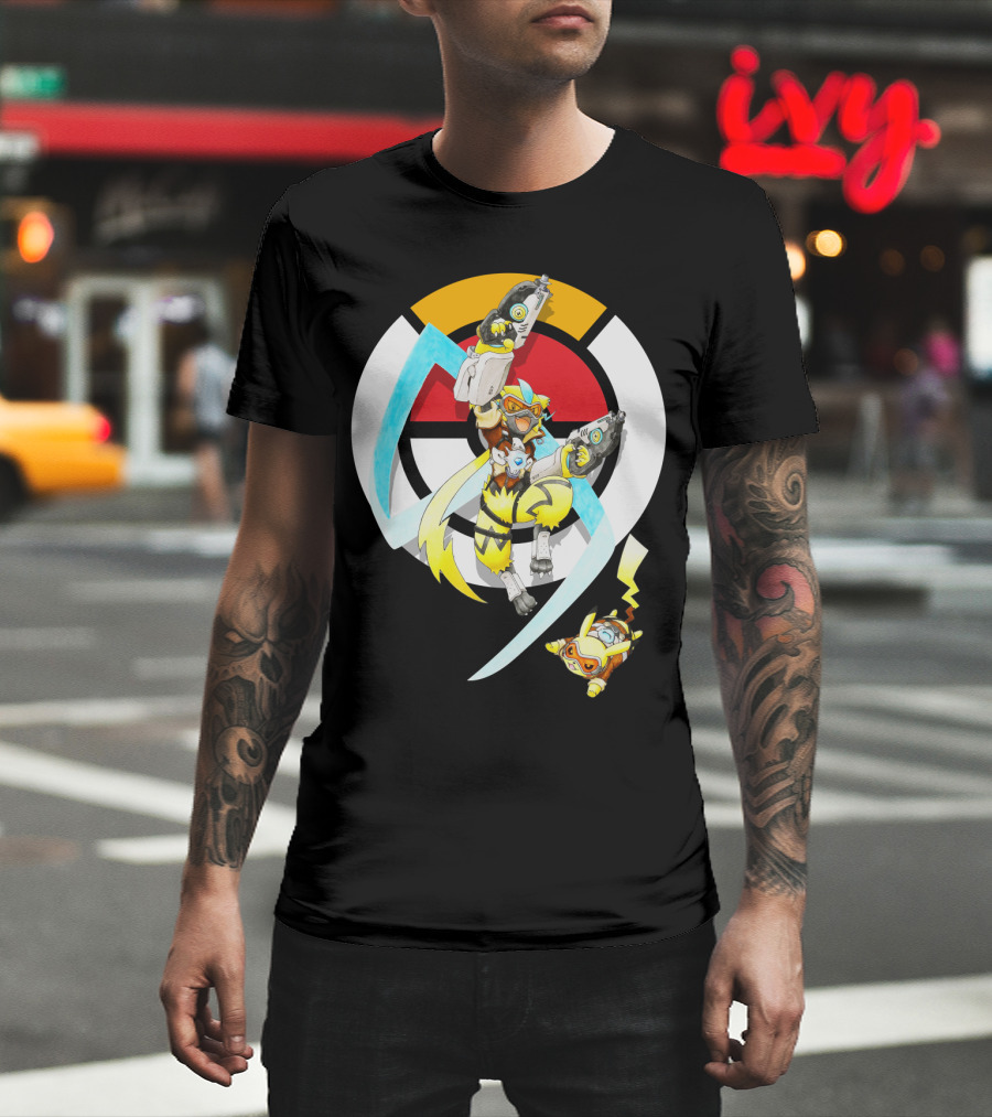 Pokemon X Zeraora X Pikachu Overwatch Style Battle T-Shirt