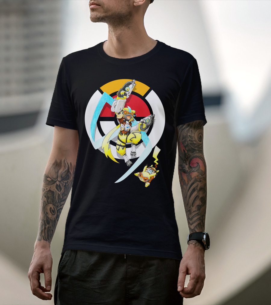 Pokemon X Zeraora X Pikachu Overwatch Style Battle T-Shirt
