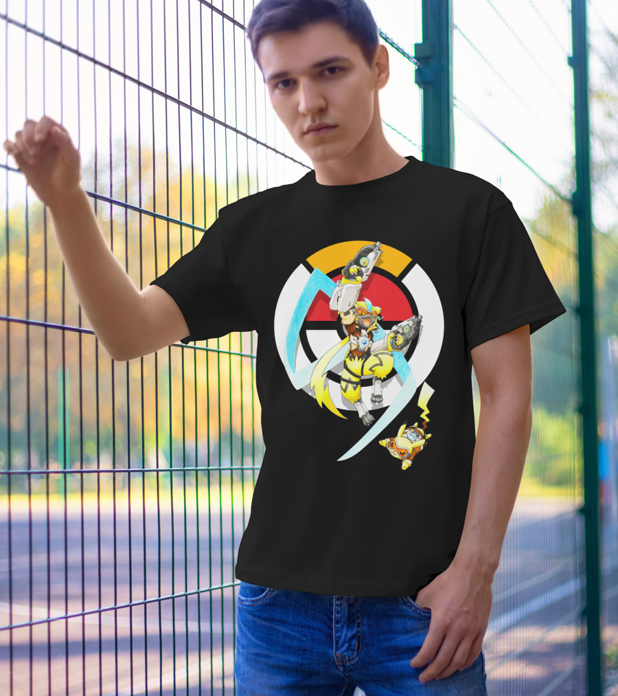 Pokemon X Zeraora X Pikachu Overwatch Style Battle T-Shirt