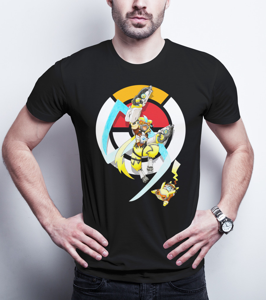 Pokemon X Zeraora X Pikachu Overwatch Style Battle T-Shirt