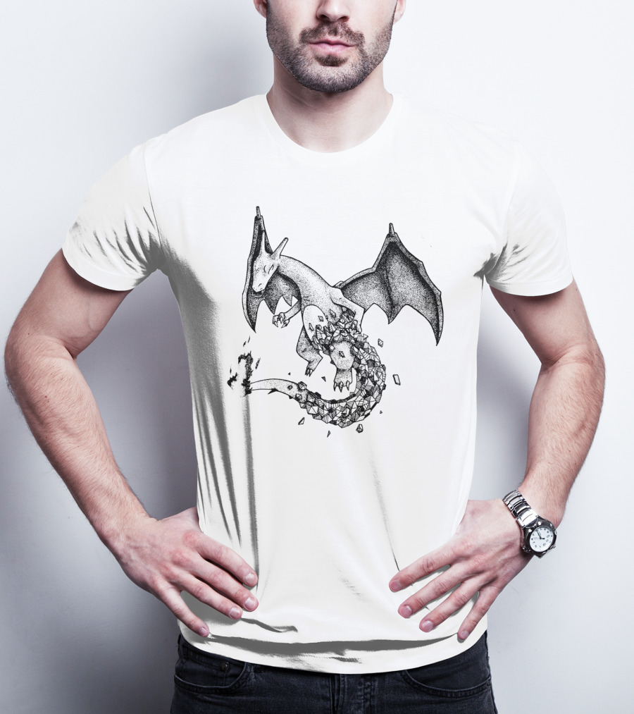 Geometric Charizard Pokemon Crystal Fragmented T-Shirt
