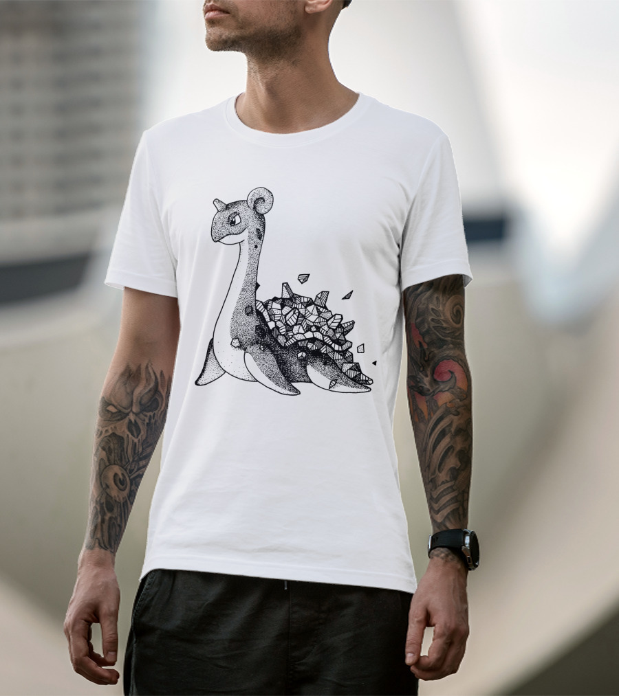Geometric Style Lapras Pokemon Sketch T-Shirt