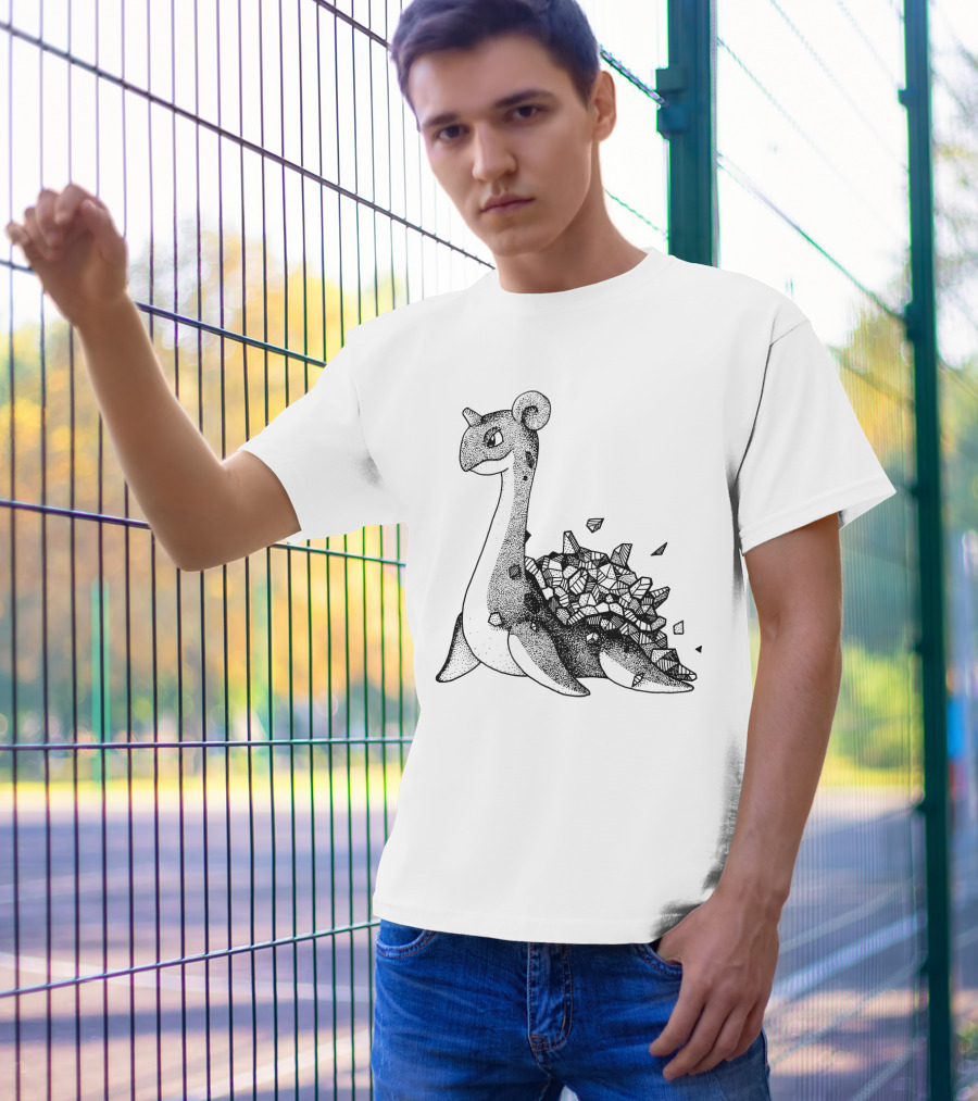 Geometric Style Lapras Pokemon Sketch T-Shirt