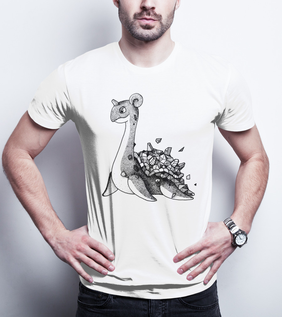 Geometric Style Lapras Pokemon Sketch T-Shirt