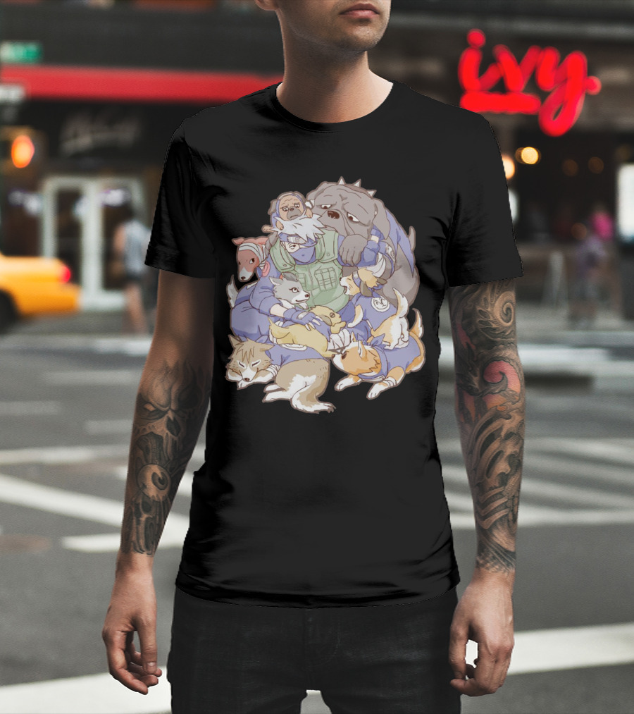 Kakashi Hatake Surrounded By Pack Of Ninken Dogs T-Shirt