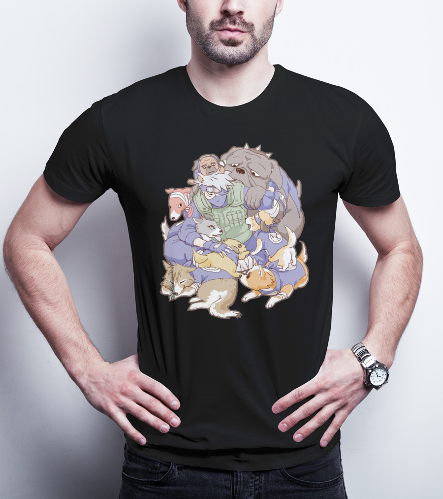 Kakashi Hatake Surrounded By Pack Of Ninken Dogs T-Shirt