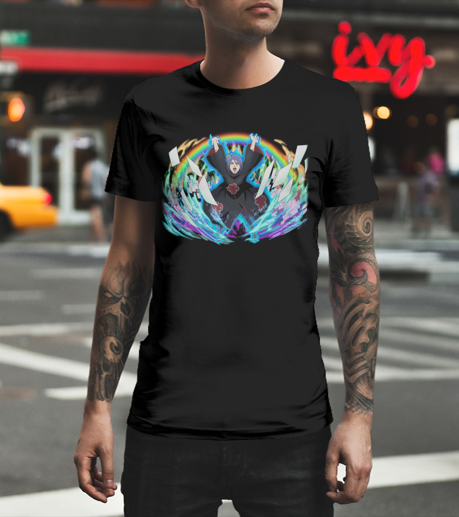 Konan Akatsuki Paper Jutsu Rainbow Energy Burst T-Shirt