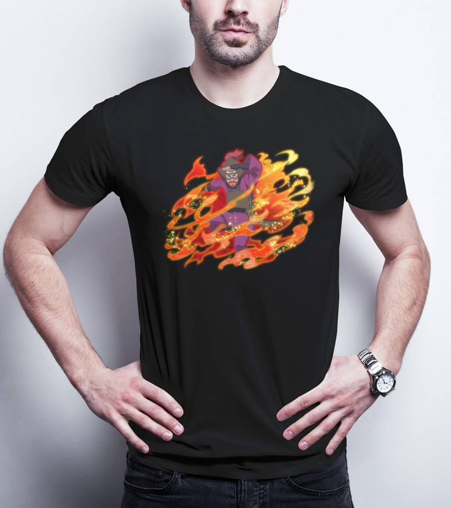 Roshi Fire Aura Anime Character Red And Purple T-Shirt