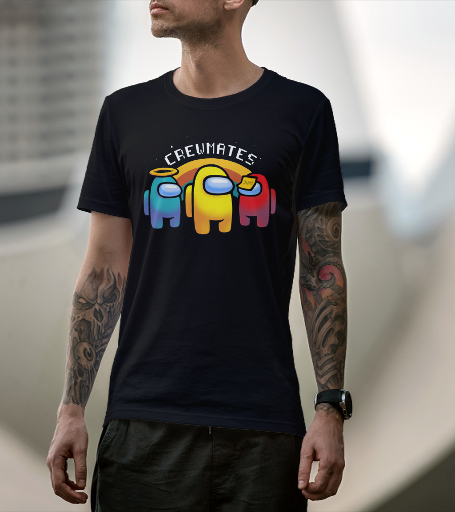 Crewmates Among Us Impostors Dumb Note Halo Rainbow T-Shirt