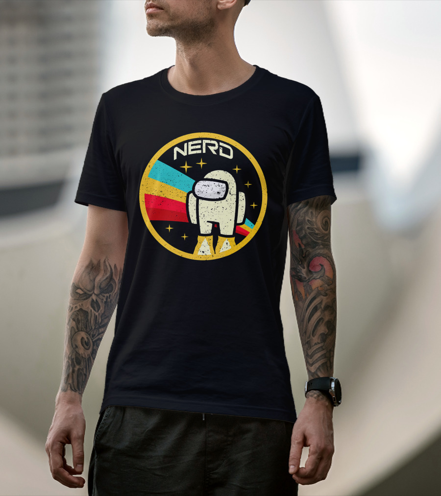 Nerd Among Us Impostors Retro Astronaut Stars T-Shirt