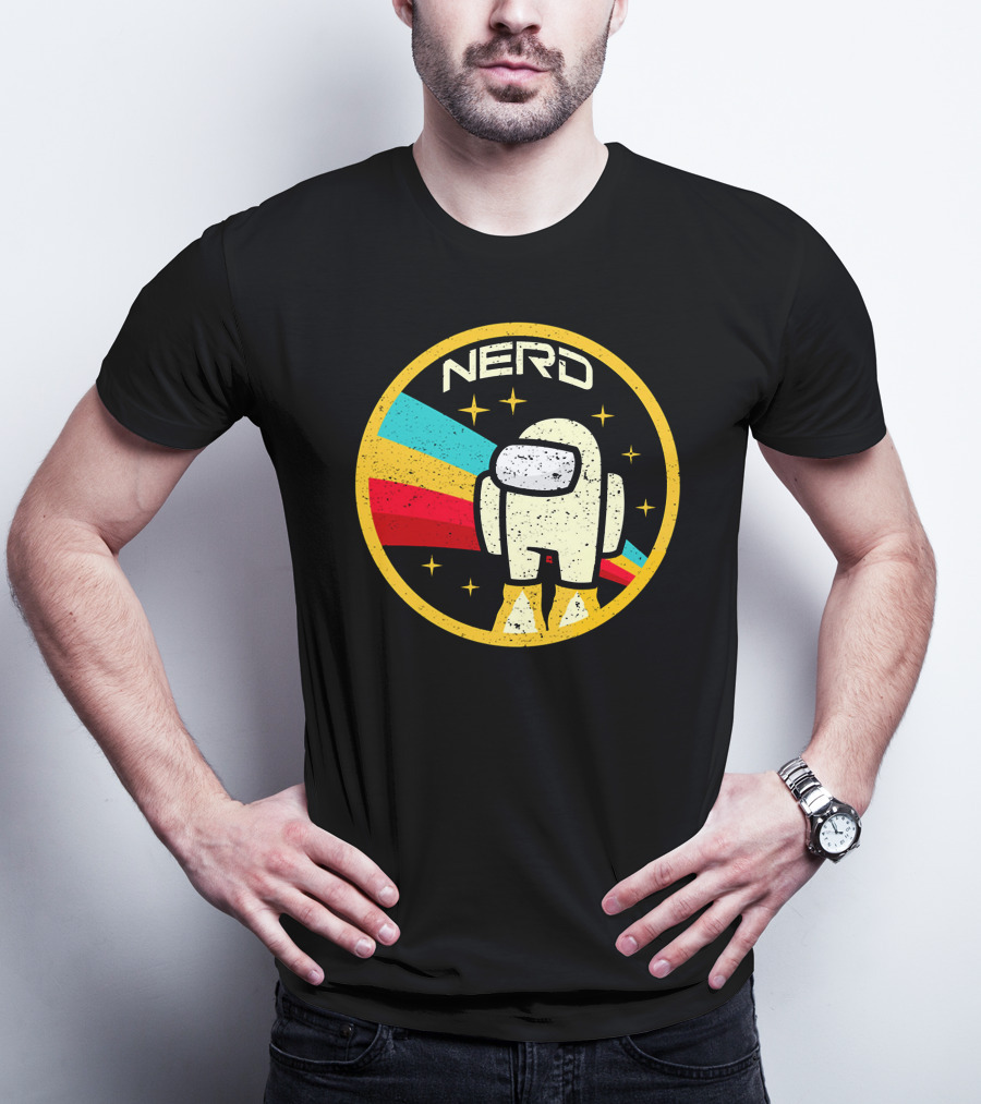 Nerd Among Us Impostors Retro Astronaut Stars T-Shirt