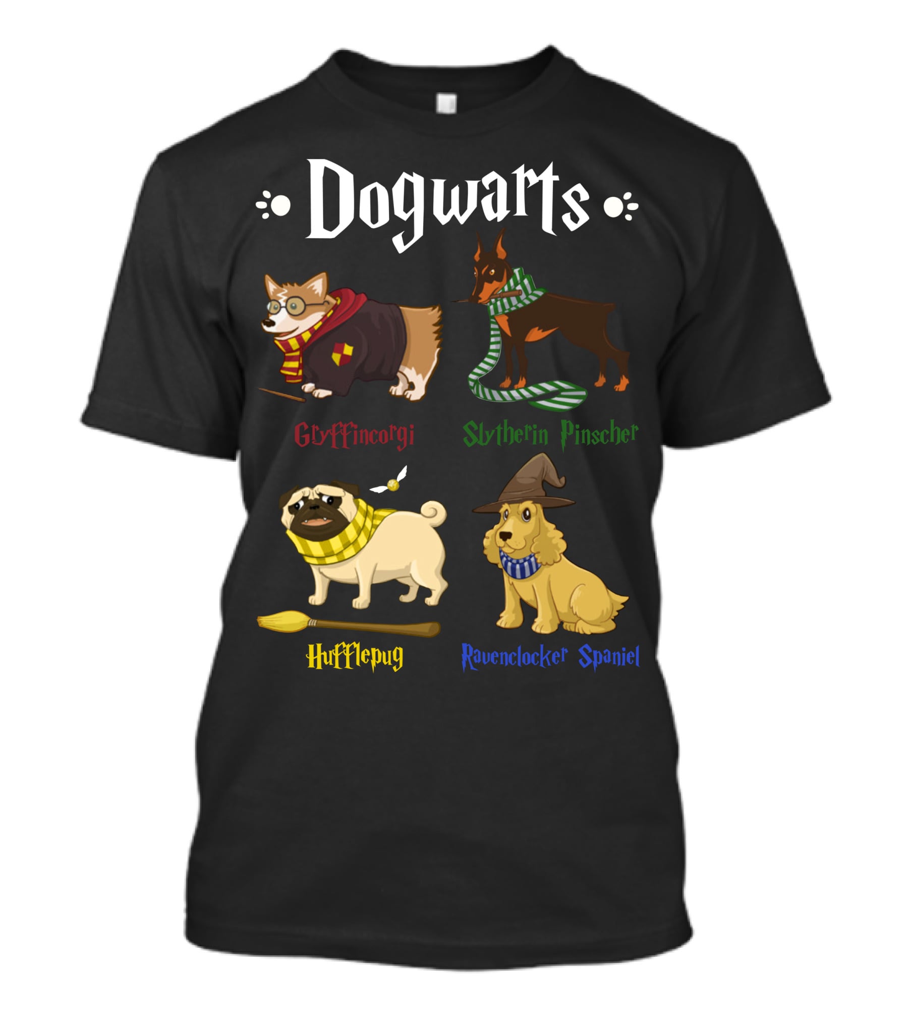 Dogwarts Gryffincorgi Slytherin Pinscher Hufflepug Ravenclawker Spaniel T-Shirt