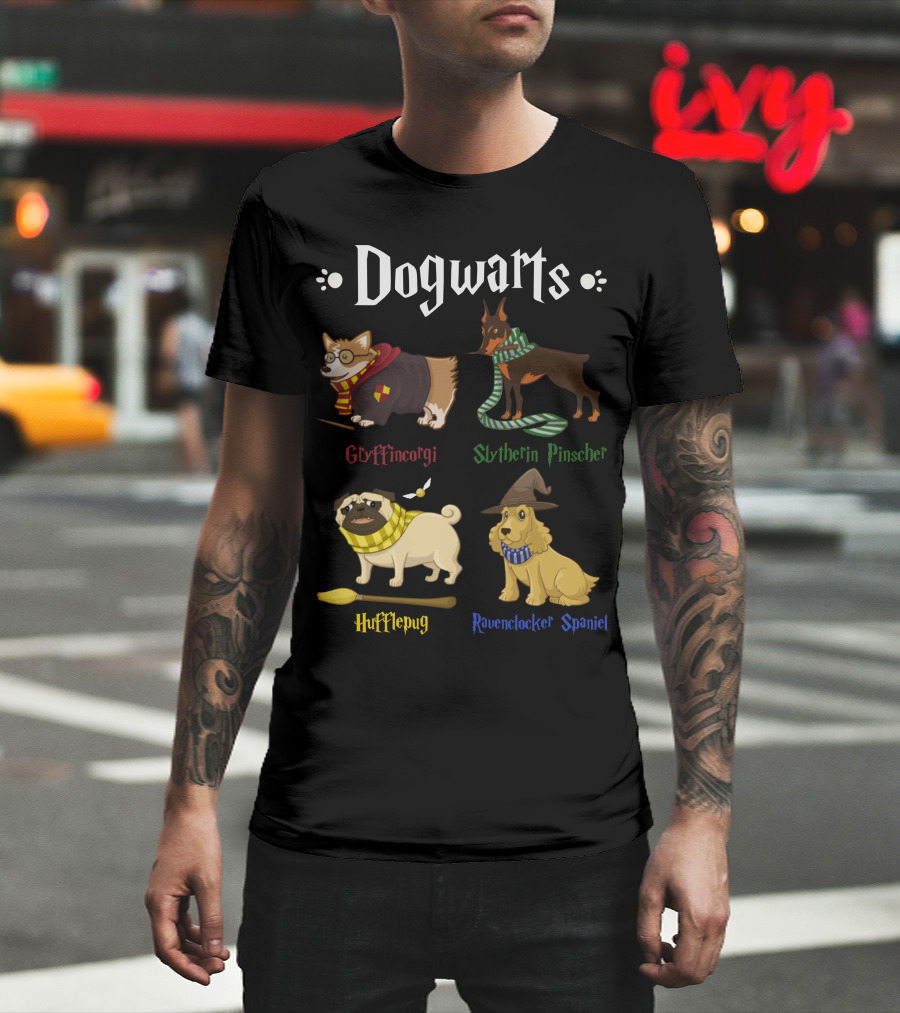 Dogwarts Gryffincorgi Slytherin Pinscher Hufflepug Ravenclawker Spaniel T-Shirt