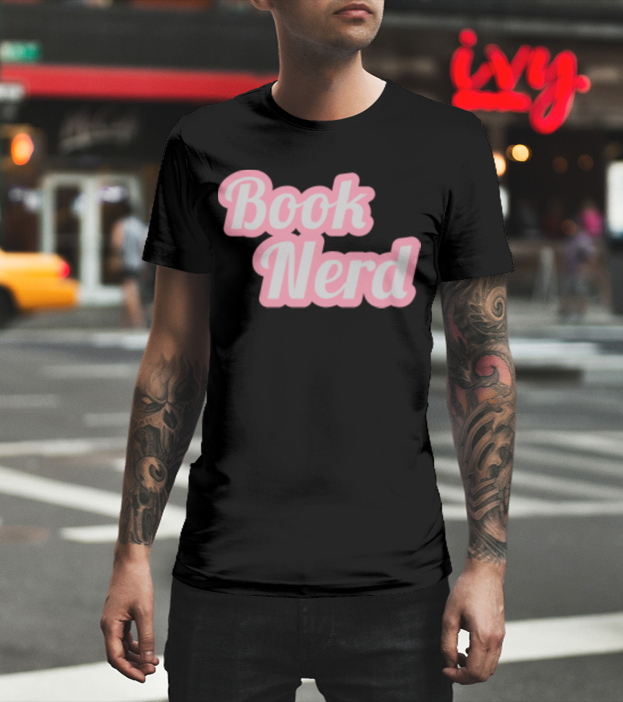 Book Nerd Back To School Style Pink Bubble Letters T-Shirt