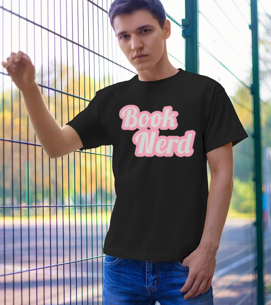 Book Nerd Back To School Style Pink Bubble Letters T-Shirt