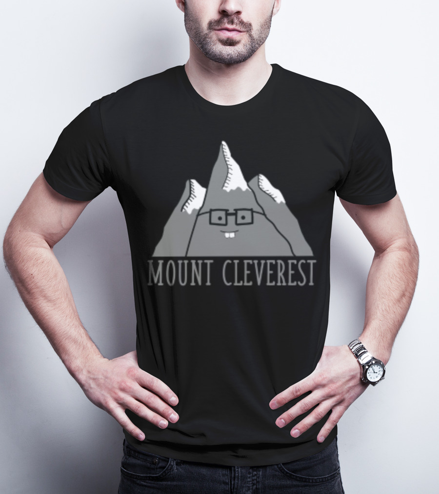 Mount Cleverest Funny Cartoon Mountain With Glasses Back To School T-Shirt