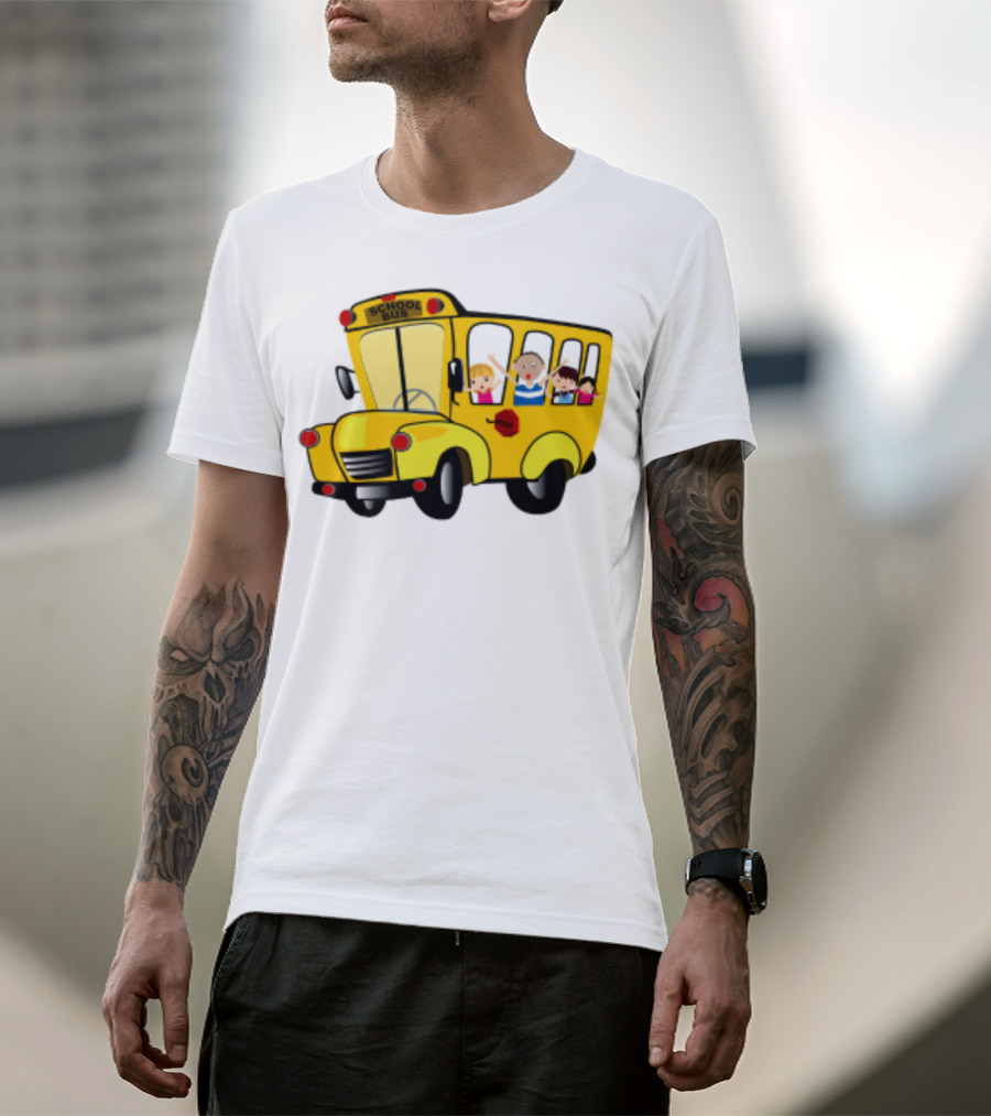 Cheerful School Bus Ride Back To School With Kids T-Shirt