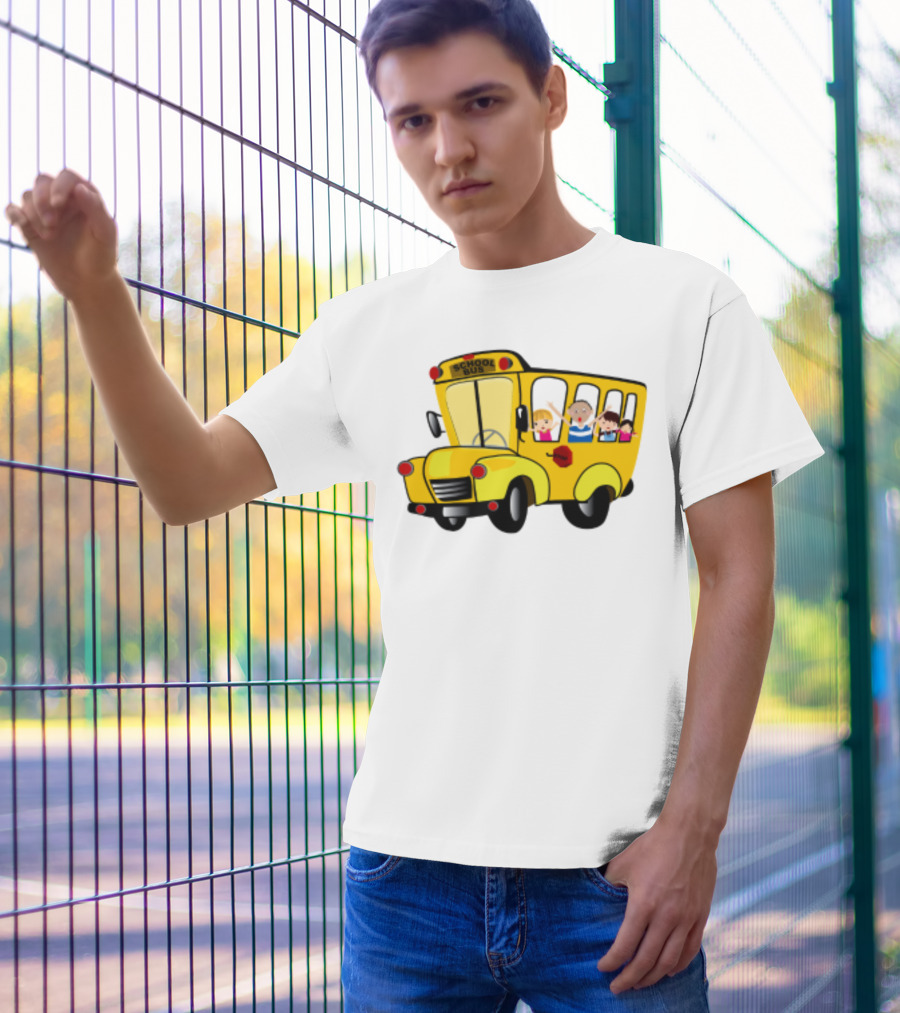 Cheerful School Bus Ride Back To School With Kids T-Shirt