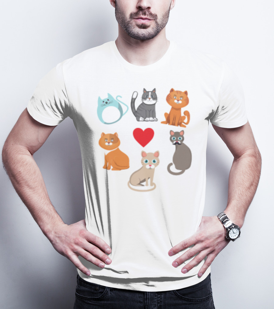 Nice Kitty Love Adorable Cats And Heart T-Shirt