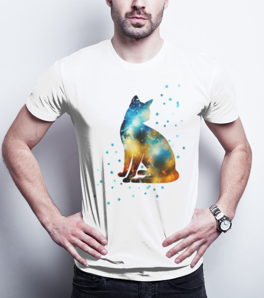 Galaxy Kitty Celestial Cat With Cosmic Stars T-Shirt