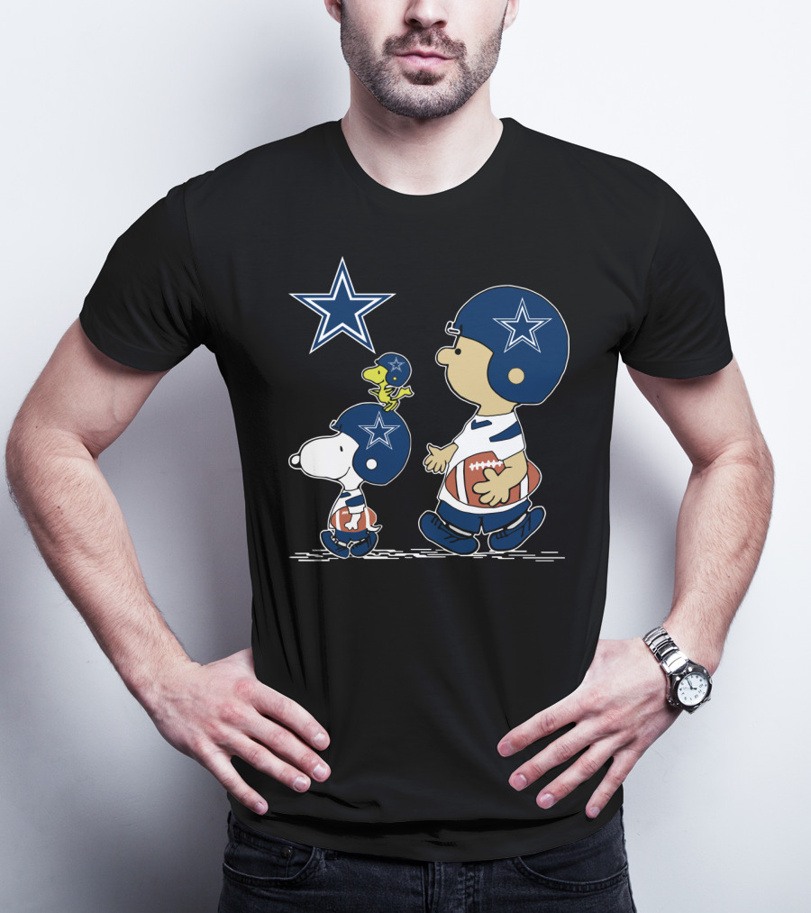 Dallas Cowboys Christmas Peanuts Cute Football Characters T-Shirt