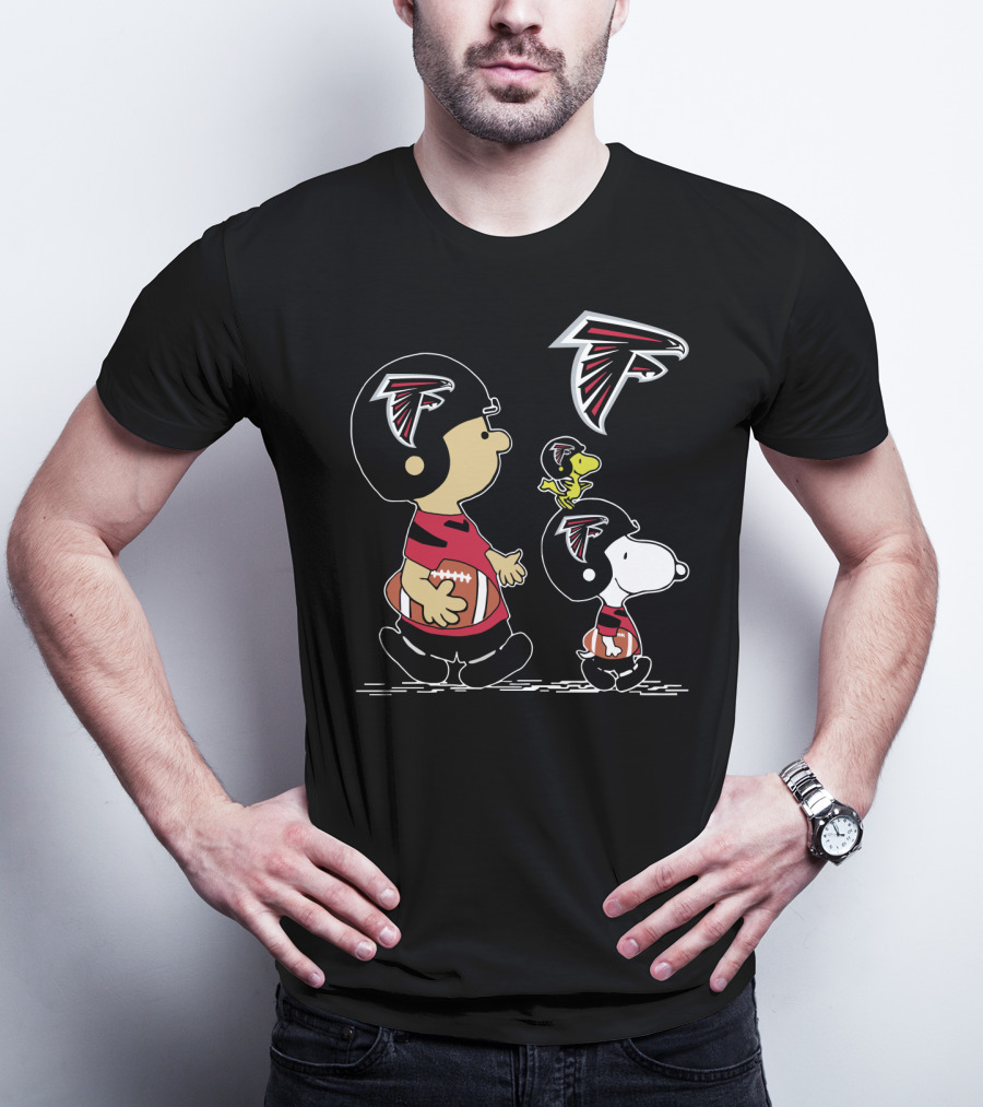 Peanuts Christmas Atlanta Falcons Football Charlie Brown Snoopy Woodstock T-Shirt