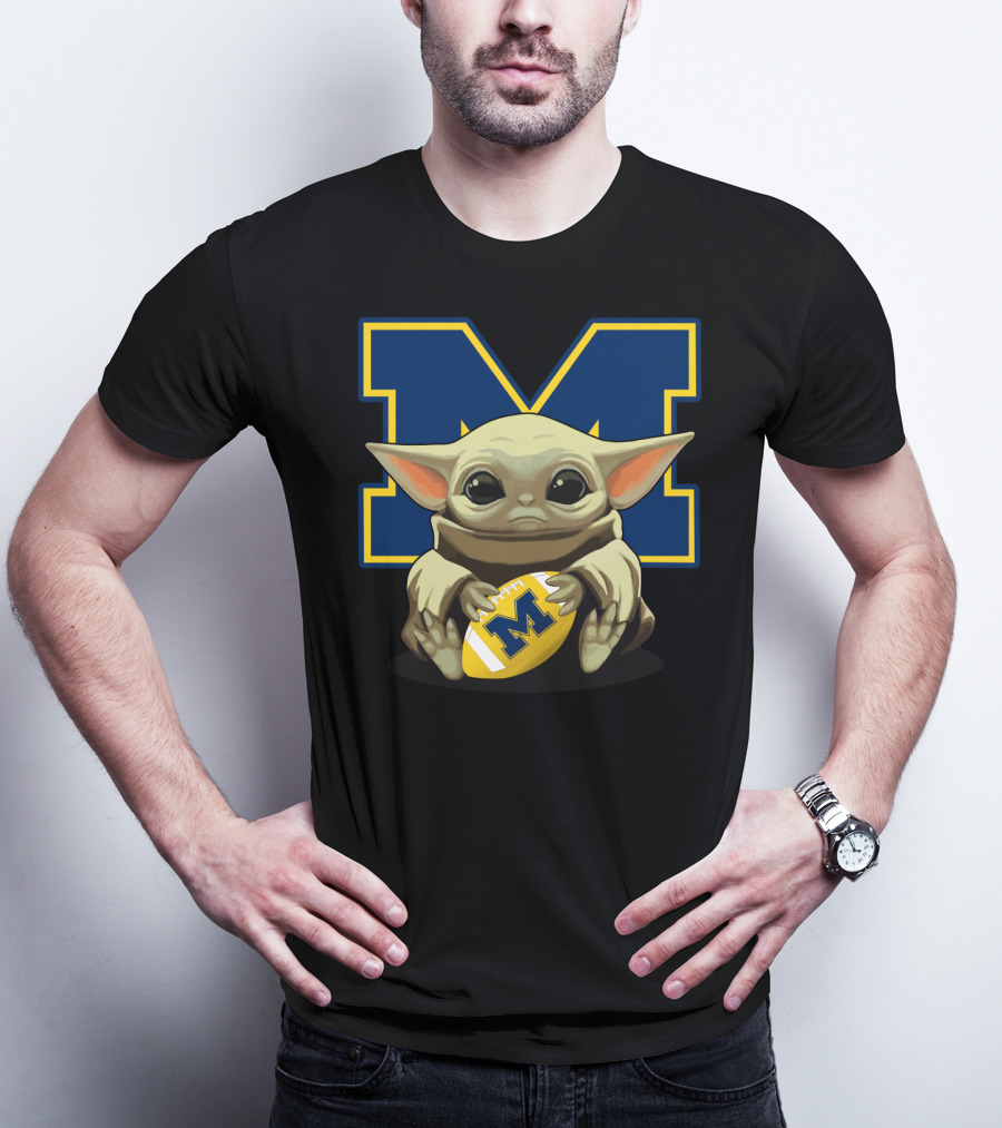 Yoda Baby M Wolverines Football T-Shirt