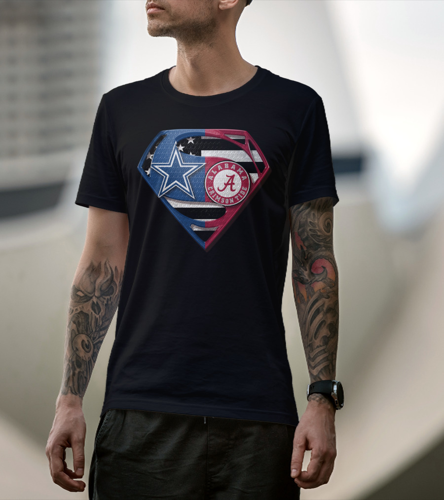 Dallas Cowboys Alabama Crimson Tide Superman Shield T-Shirt