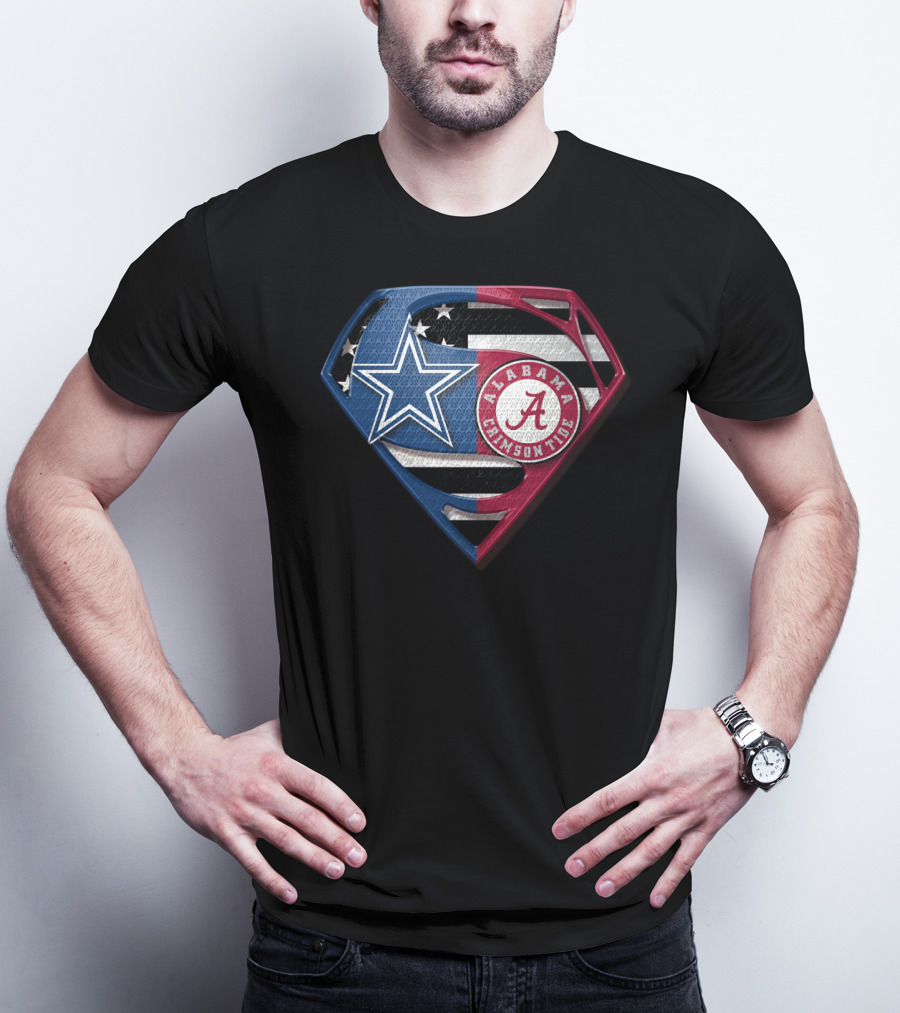 Dallas Cowboys Alabama Crimson Tide Superman Shield T-Shirt