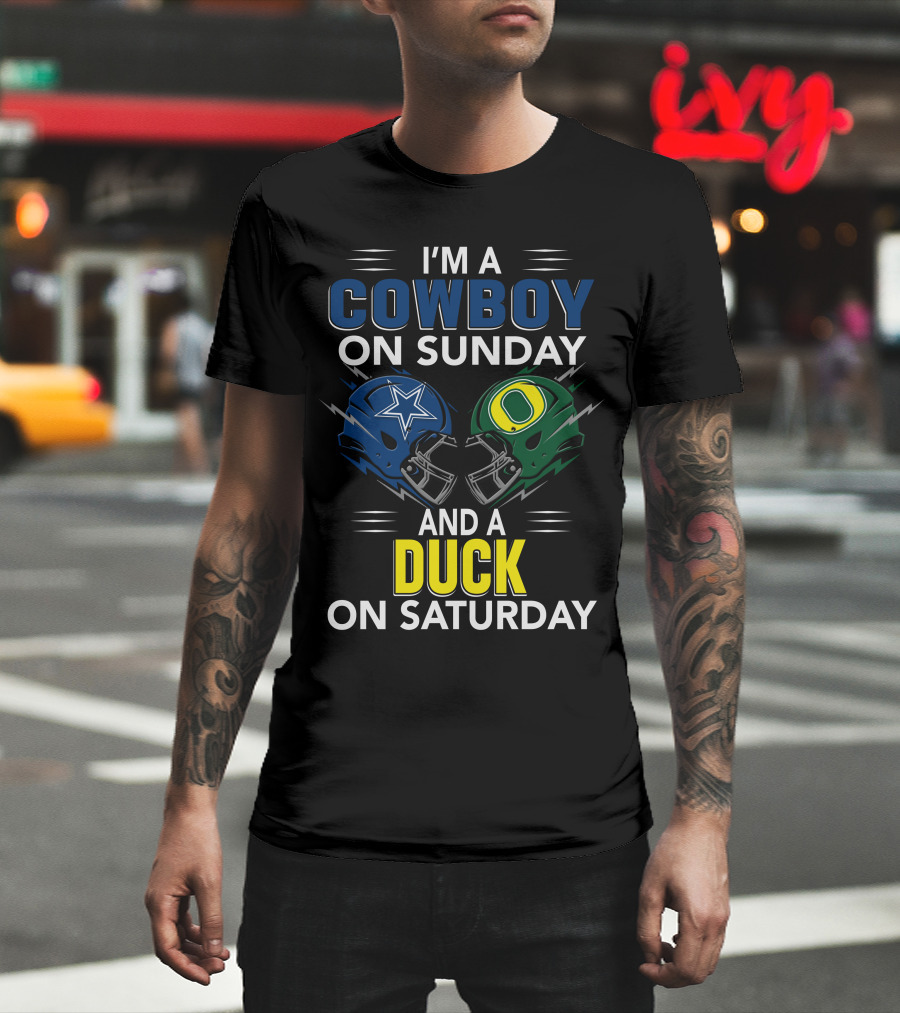 I'm A Cowboy On Sunday And A Duck On Saturday Football Helmets T-Shirt