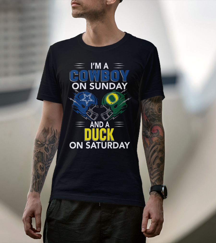 I'm A Cowboy On Sunday And A Duck On Saturday Football Helmets T-Shirt