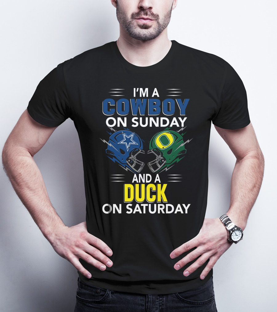 I'm A Cowboy On Sunday And A Duck On Saturday Football Helmets T-Shirt