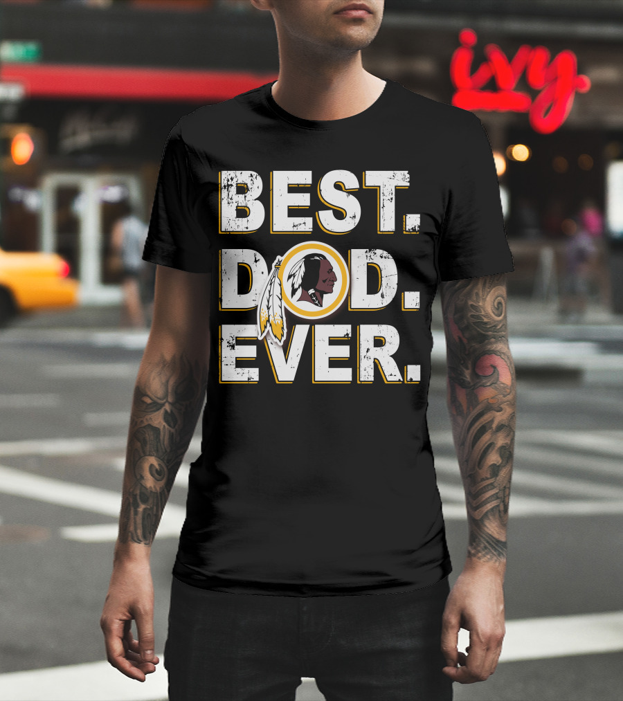 Best Dad Ever Washington Football Feather Symbol T-Shirt