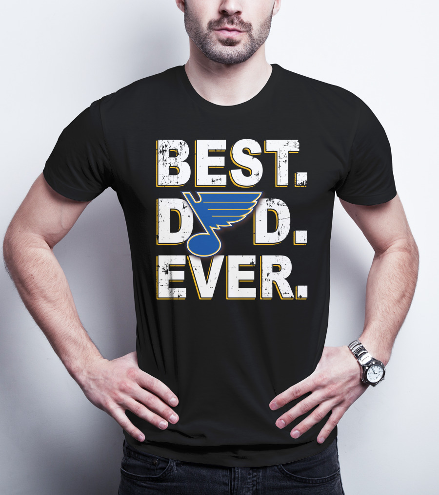 Best Dad Ever Blues Hockey Fan T-Shirt