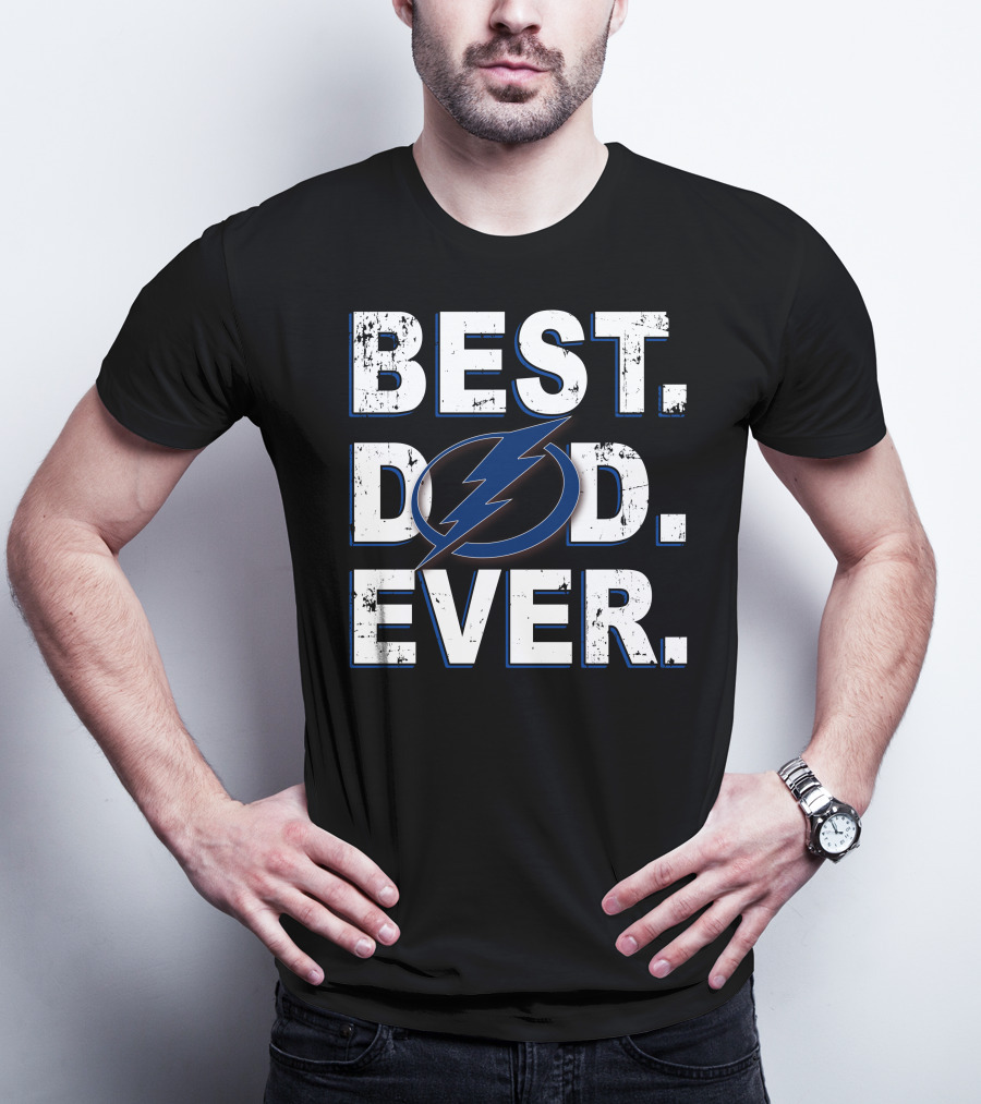 Best Dad Ever Bolts Lightning Hockey T-Shirt