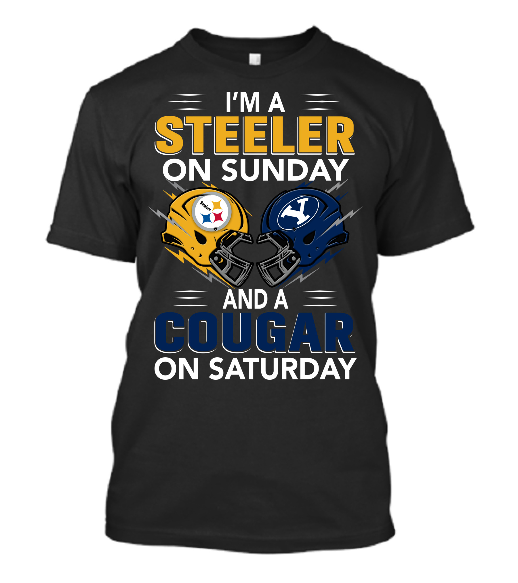 I'm A Steeler On Sunday And A Cougar On Saturday With Helmet Logos T-Shirt