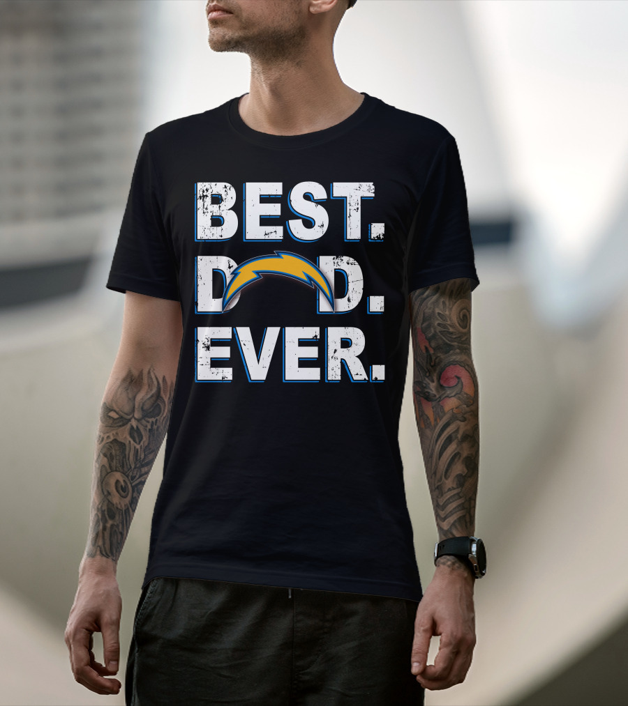 BEST DAD EVER Chargers Fan Lightning Bolt T-Shirt