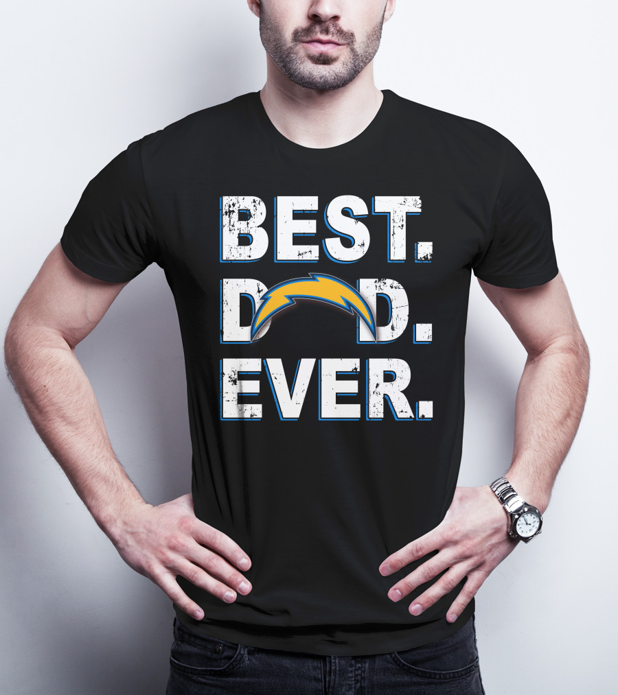 BEST DAD EVER Chargers Fan Lightning Bolt T-Shirt