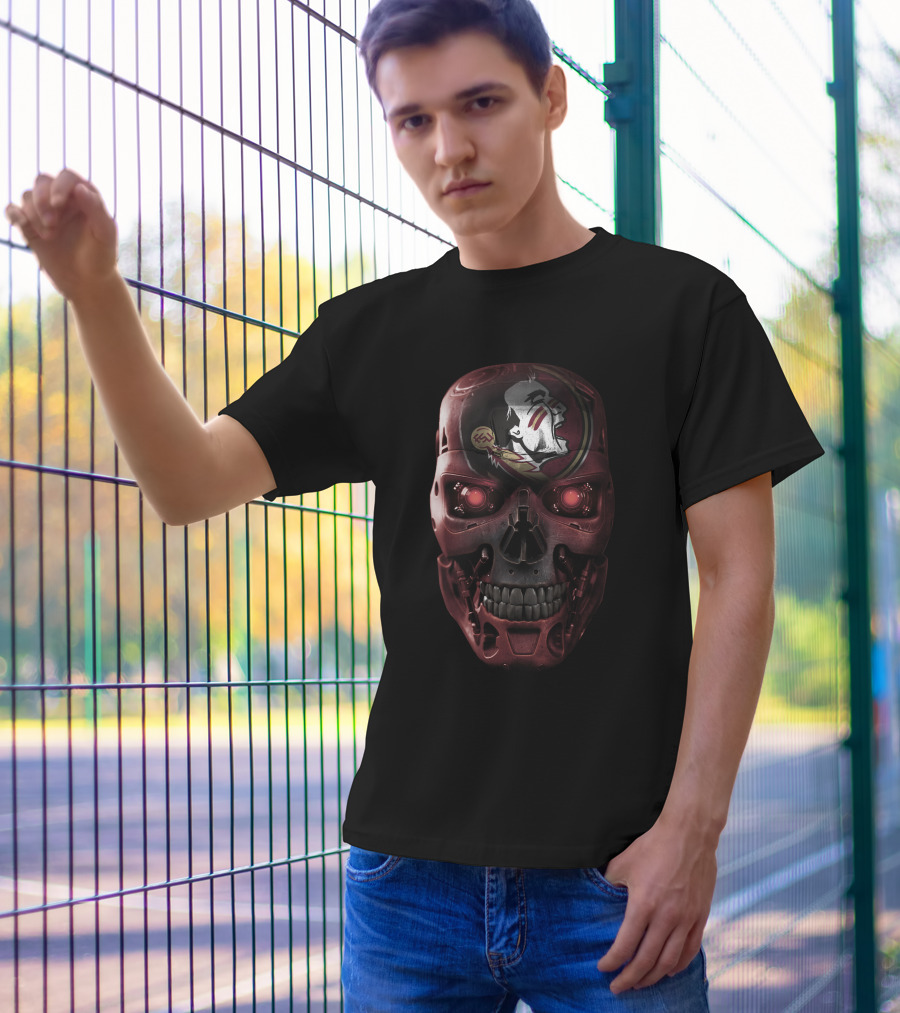 Seminoles Skull With Robotic Elements T-Shirt
