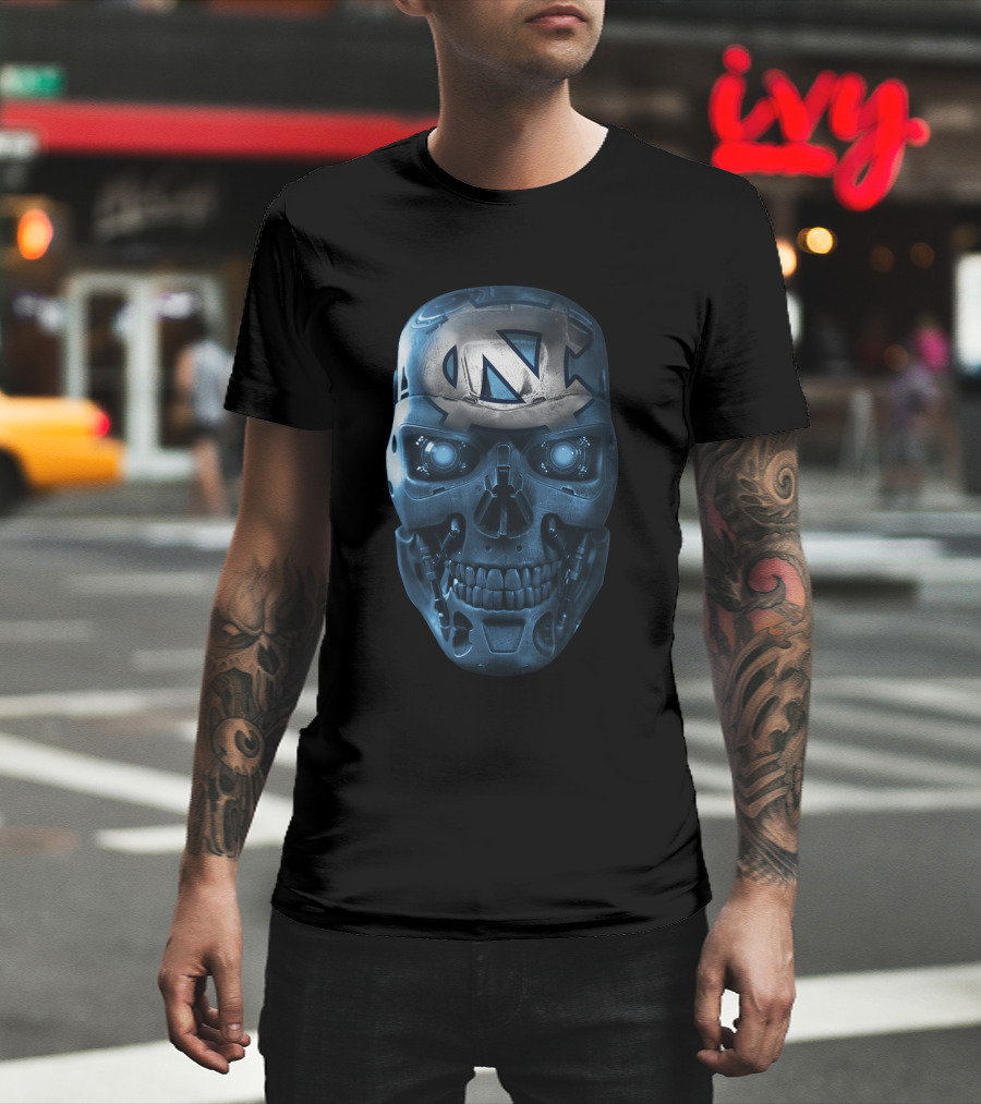 Skull Tarheels Chrome North Carolina Inspired T-Shirt