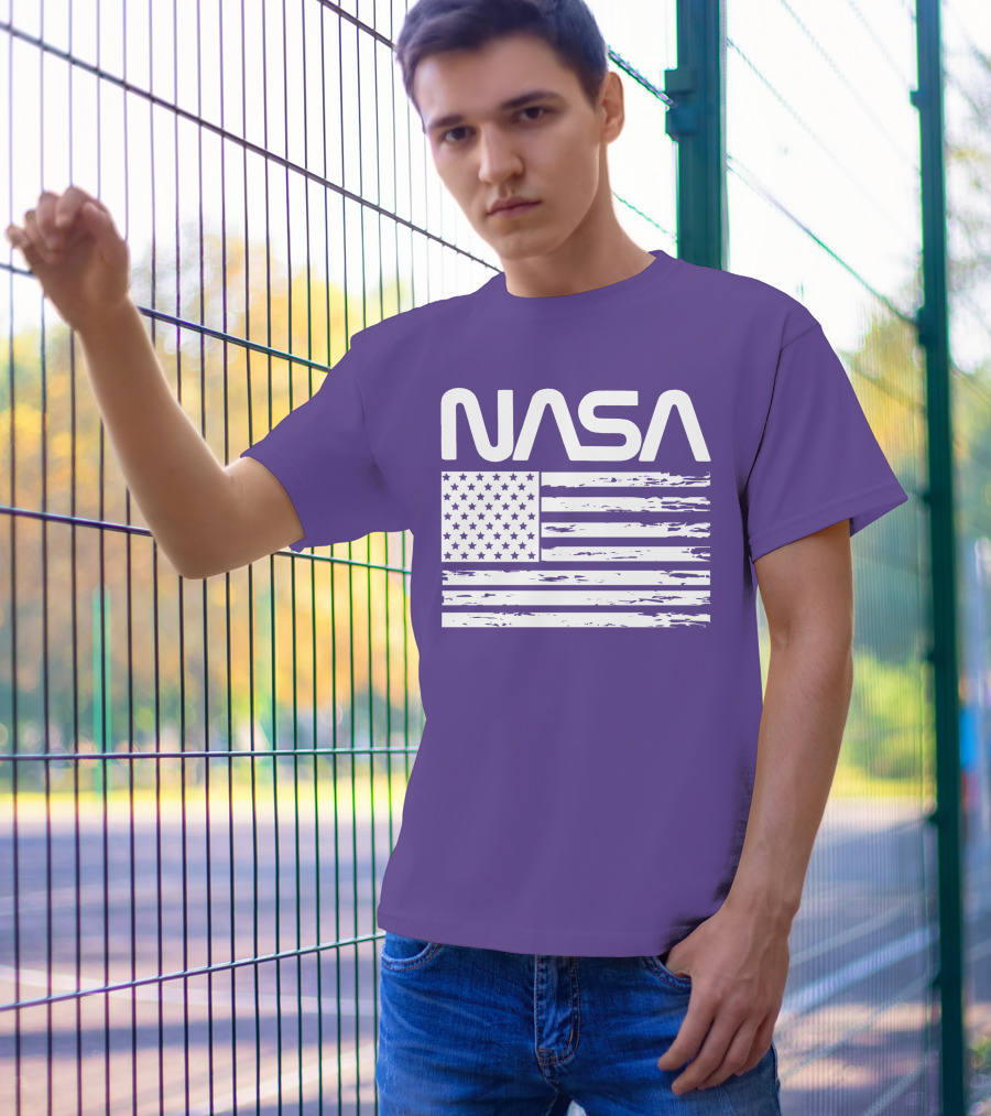NASA Distressed American Flag Rocketry T-Shirt