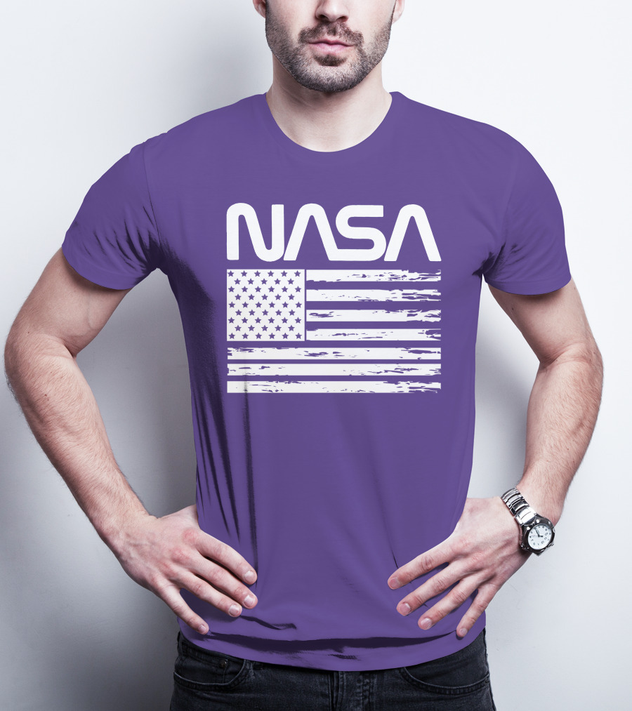 NASA Distressed American Flag Rocketry T-Shirt