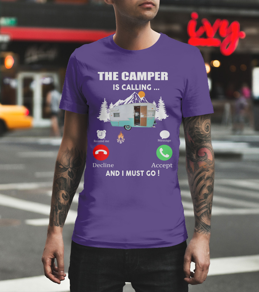 The Camper Is Calling And I Must Go Vintage Shasta Compact Trailers T-Shirt