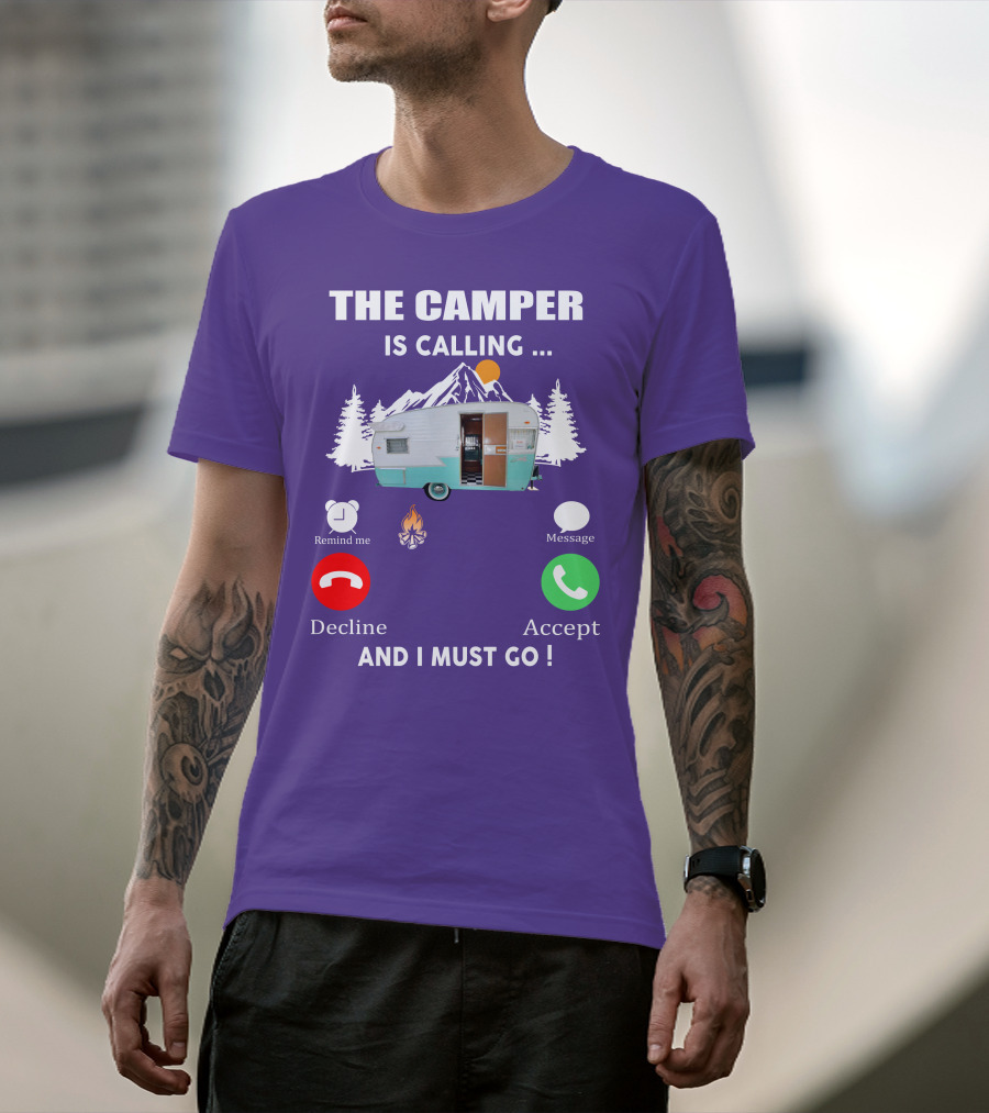 The Camper Is Calling And I Must Go Vintage Shasta Compact Trailers T-Shirt