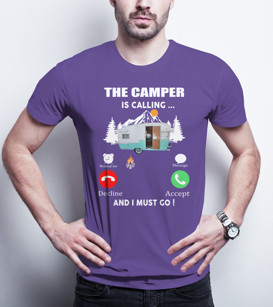 The Camper Is Calling And I Must Go Vintage Shasta Compact Trailers T-Shirt